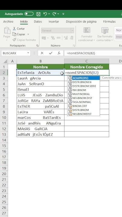 Corregir Nombres En Excel Excel Superexcel Shorts Tutorial Youtube