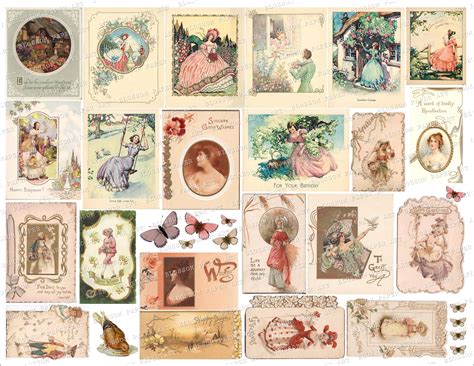 Junk Journal Ephemera Printable Collage Sheet Journaling Etsy Uk