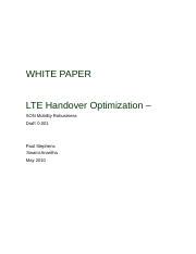 LTE Handover Optimization SON Mobility Robustness And Course Hero