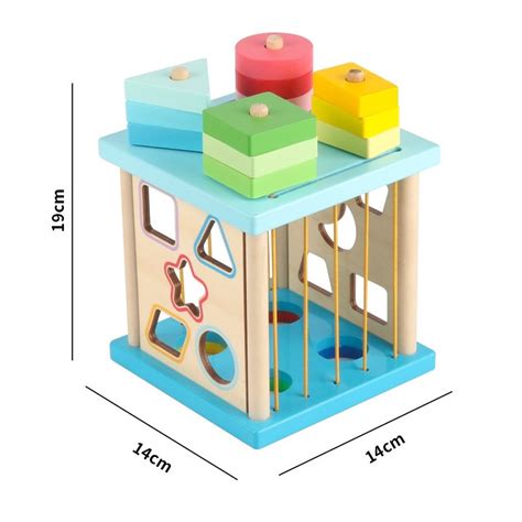 Образователна играчка дървено кубче 4 In 1 Със занимания тип Монтесори Сортиране на