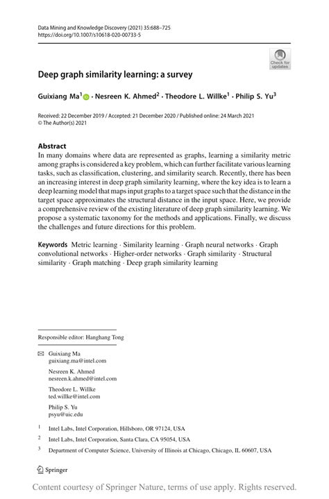 Pdf Deep Graph Similarity Learning A Survey