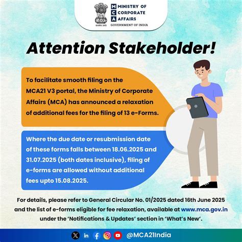 Ministry 📢 Attention Stakeholder To Facilitate Smooth Filing On The Mca21 V3 Portal The