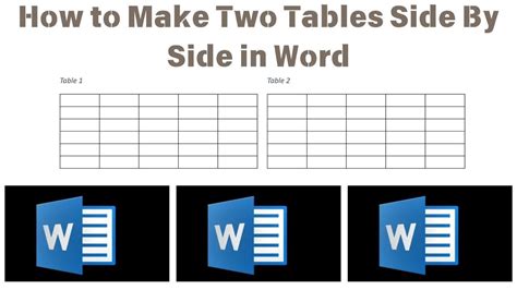 How To Make Two Tables Side By Side In Word Youtube