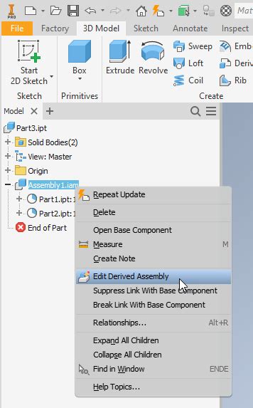 update stuck in derived inventor part when derived from positional representation