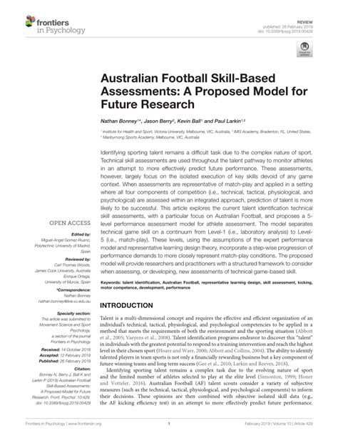 Pdf Australian Football Skill Based Assessments A Proposed Model For