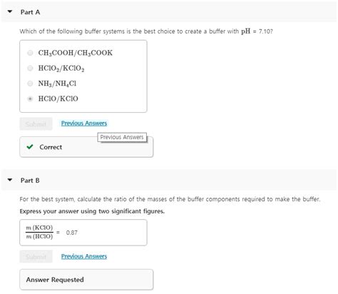 Solved Part A Which Of The Following Buffer Systems Is The Chegg