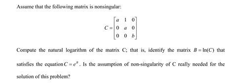Solved Assume That The Following Matrix Is Nonsingular
