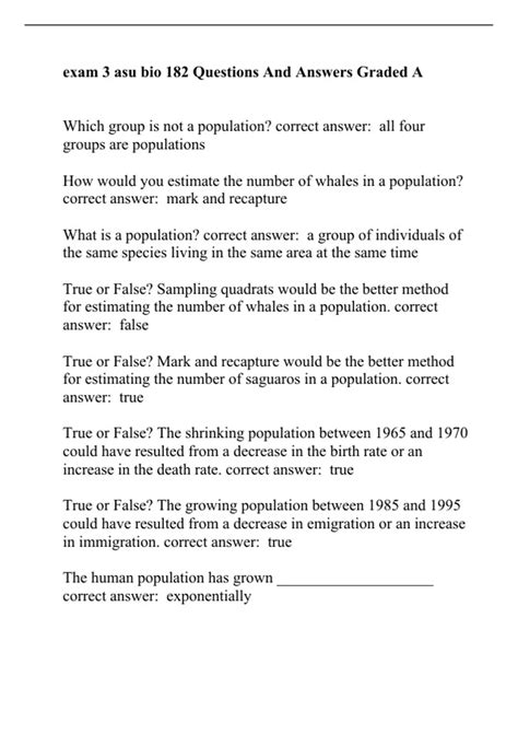 Exam 3 Asu Bio 182 Questions And Answers Graded A Bio 182 Stuvia Us