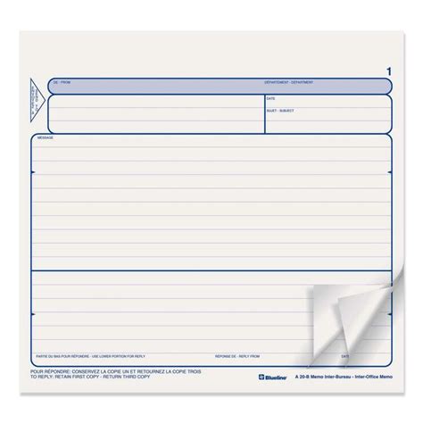Blueline Triplicate Bilingual Inter Office Memo Form Fruitfull Offices