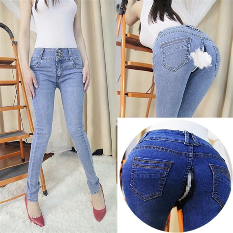 여성을위한 야외 섹스 바지 Crotchless 섹시한 청바지 보이지 않는 가랑이 Hosen 전체 지퍼 커플 데이트 야외 노출 의상 Aliexpress