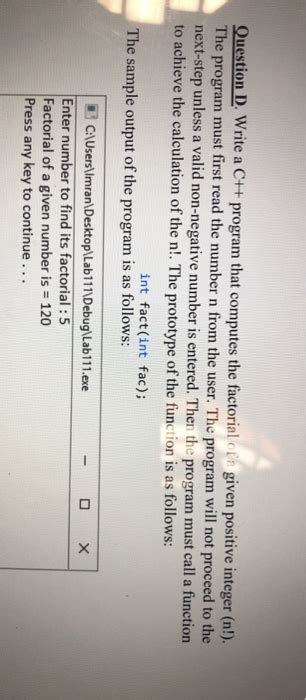 Solved Question D Write A C Program That Computes The