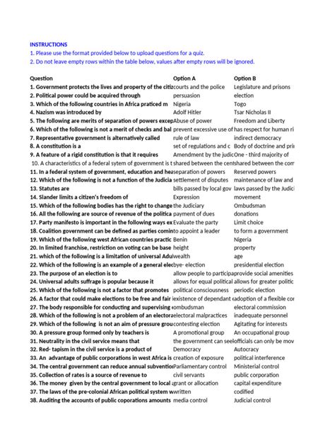 Question Template Error 11 Pdf Elections Democracy
