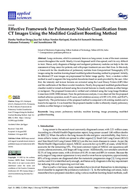 Pdf Effective Framework For Pulmonary Nodule Classification From Ct Images Using The Modified