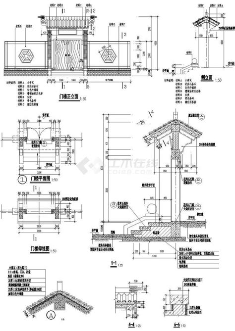 某地建筑中式门楼节点施工全套非常实用设计cad图纸通用节点详图土木在线
