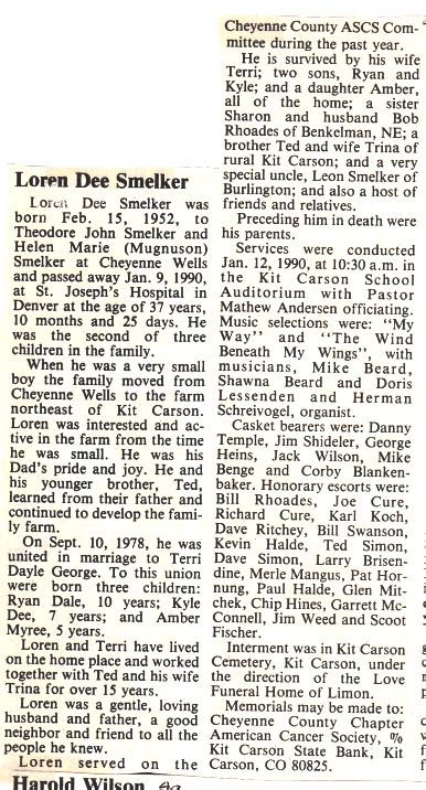 Loren Dee Smelker 1952 1990 Find A Grave Memorial