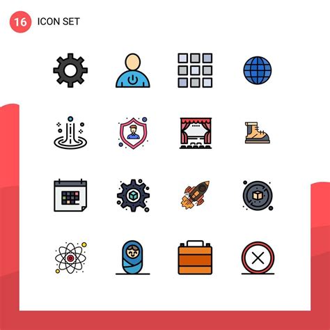 Set Of 16 Vector Flat Color Filled Lines On Grid For Water Ripple Grid Effect Map Editable