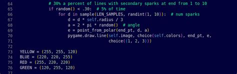 code to create pygame sparkler fireworks effect sprite gjenkins