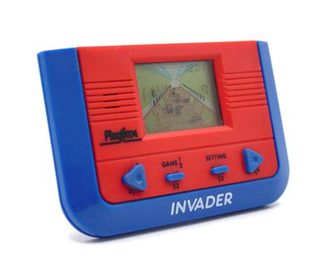 Vintage Invader Space Racing Game Mini Handheld Lcd Digital Sound Blue