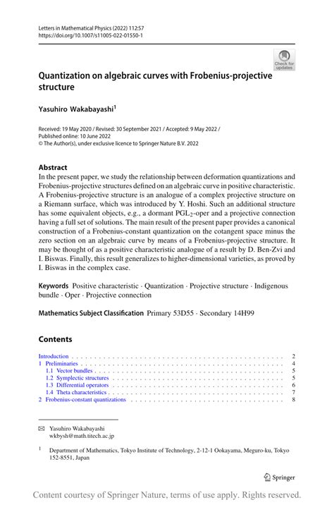 Quantization On Algebraic Curves With Frobenius Projective Structure