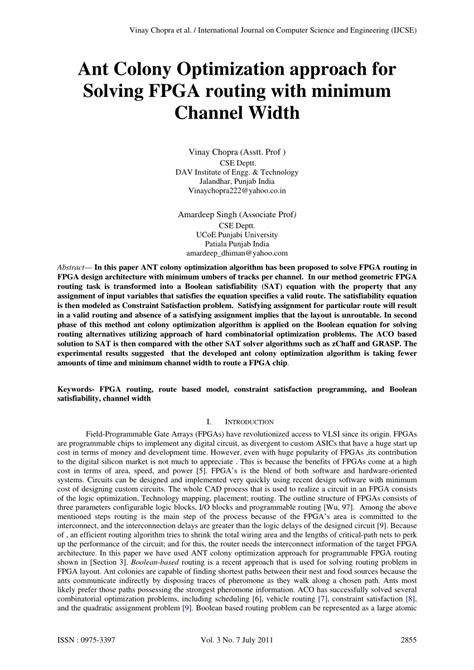 Pdf Ant Colony Optimization Approach For Solving Fpga Routing With