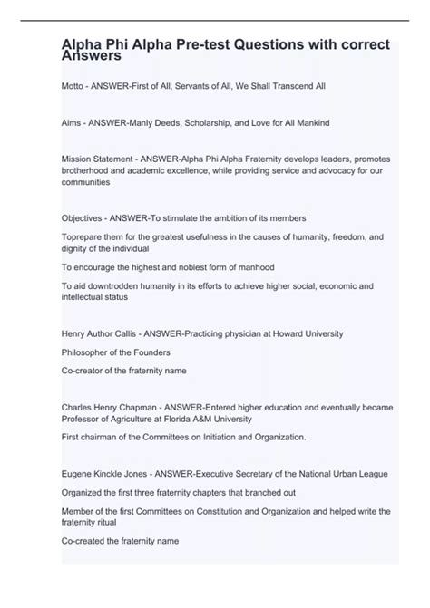 Alpha Phi Alpha Pre Test Questions With Correct Answers Alpha Phi Alpha Stuvia US