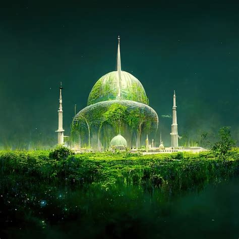 Green Mosque Wallpaper Green Dome Of Masjid An Nabawi With Beautiful