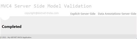 Server Side Model Validation In Mvc Razor