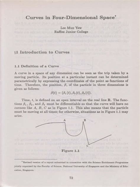 Exploring Curves In Four Dimensional Space An Introduction To The Frenet Formulae In Higher