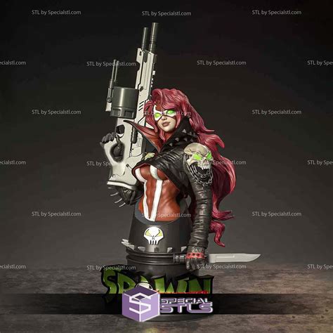 She Spawn Machine Gun Bust 3d Print Model Specialstl