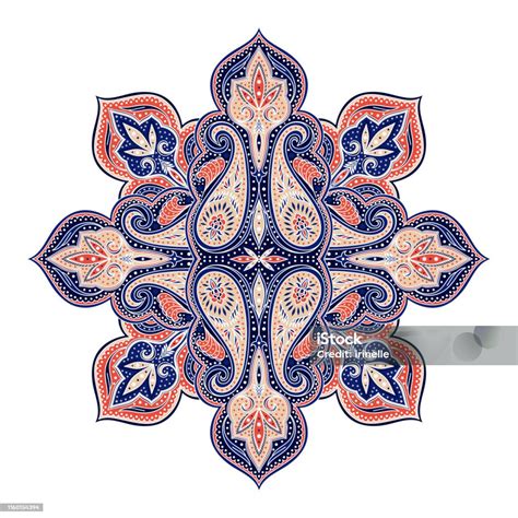 만다라 인도 페이즐리 패턴 벡터 꽃 메달 프린트 에스닉 모티프 디자인 보헤미안 장식 인도 요가 기호입니다 실내 장식에 대한 스톡 벡터 아트 및 기타 이미지 Istock