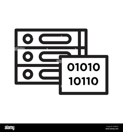 Master Data Icon Black Line Art Vector In Black And White Outline Set Collection Sign Stock