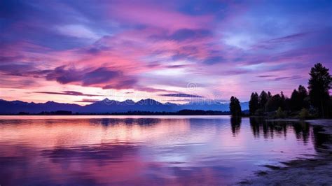 Lake Purple Water Color Stock Illustration Illustration Of Serene