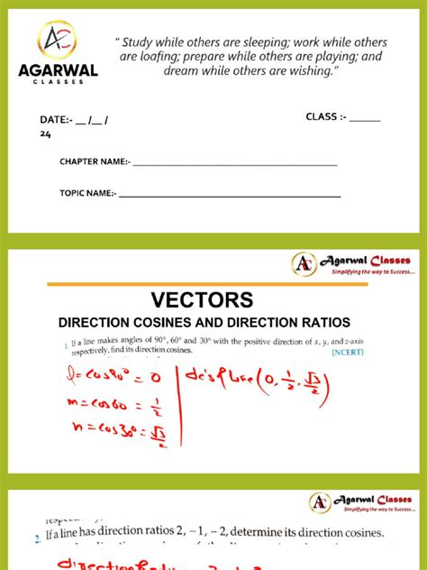 Direction Cosines Exercise Pdf