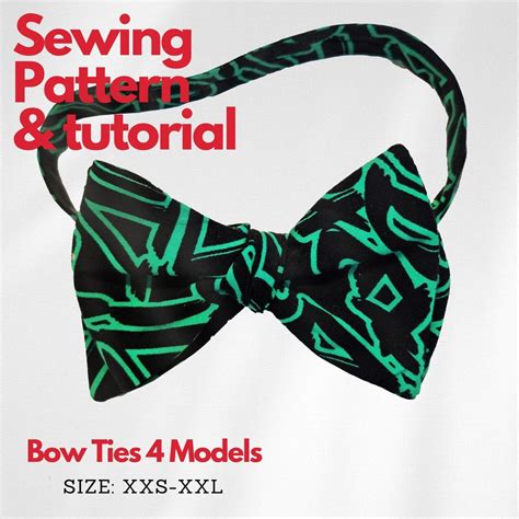 Bow Tie Sewing Pattern 4 Models Video Tutorial Pdf Download Etsy