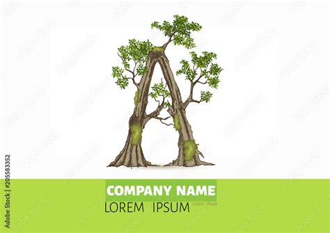 Tree Font Twisted Tree In The Shape Of Letter Letter A B C Vector Alphabet With Tree ABC