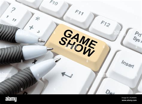 Sign Displaying Game Show Business Approach Program In Television Or Radio With Players That