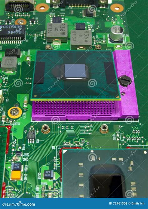 The Microprocessor And Its Socket On The Motherboard Stock Photo Image Of Closeup Industry