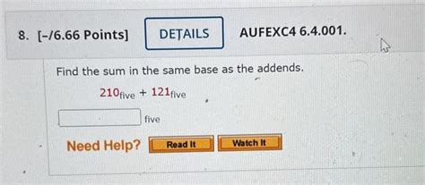 Solved Find The Sum In The Same Base As The Addends 210five
