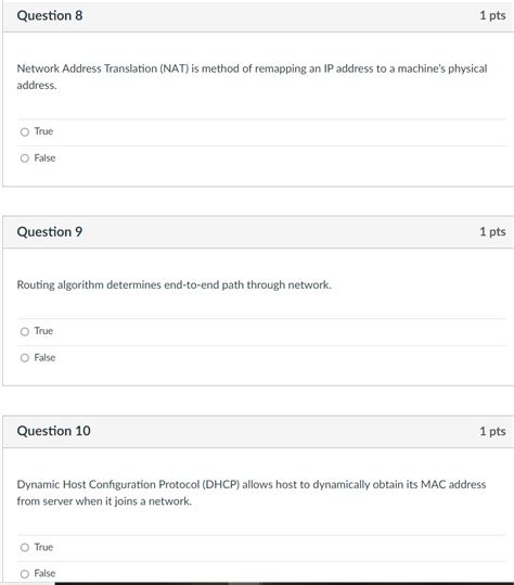 Solved Question 8 1 Pts Network Address Translation Nat Is