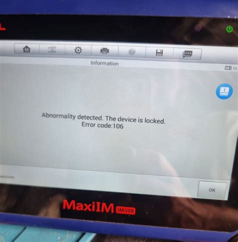 Solved Autel Im508s Abnormality Detected Device Is Locked 106 Error