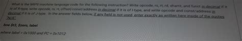 solved what is the mips machine language code for the