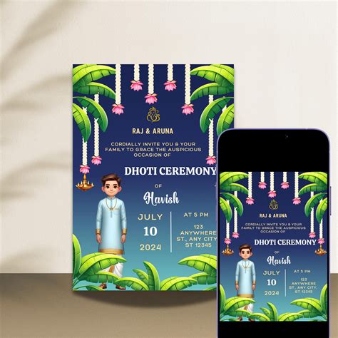 Dhoti Ceremony Invitation For Dhothi Function Invite And Panchalu Invitation For Pancha Kattu