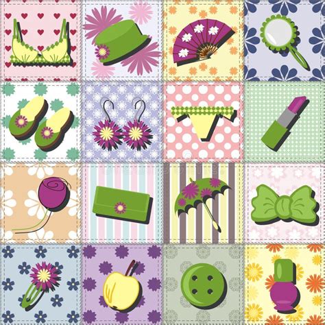 Lady Objects On Patchwork Background Stock Illustration Illustration Of Quilting Strip 35807213