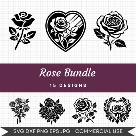 Rose Bundle 15 Instant Download Svg Images Creative Meadow