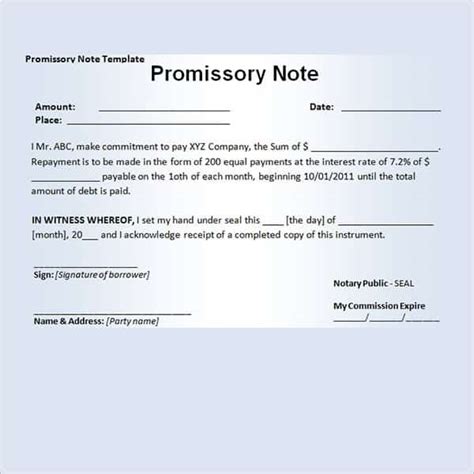 11 Promissory Note Templates Word Excel Pdf Formats