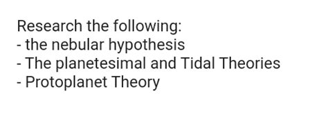 Research The Following The Nebular Hypothesis StudyX