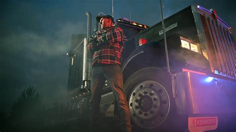 Interstate 80 Truck Stop Caucasian Truck Driver Staying In Front Of