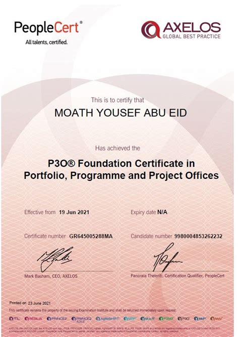 Moath Abu Eid Pmp®p3o®ckpip®ssyb®sp® On Linkedin New Achievement