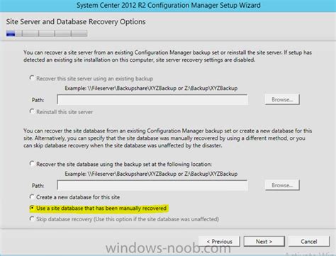 How To Recover A ConfigMgr R SP Site Using A Restored Db System Center Configuration