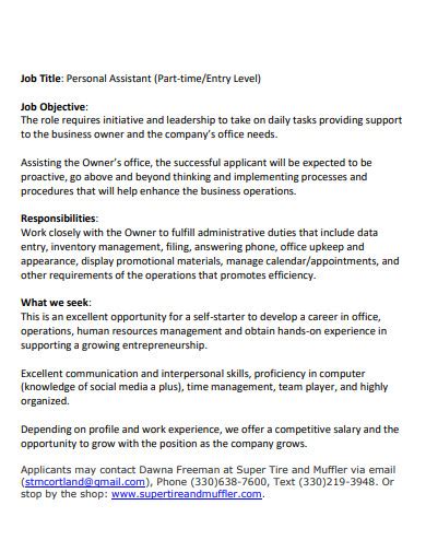 Job Objective Examples To Download